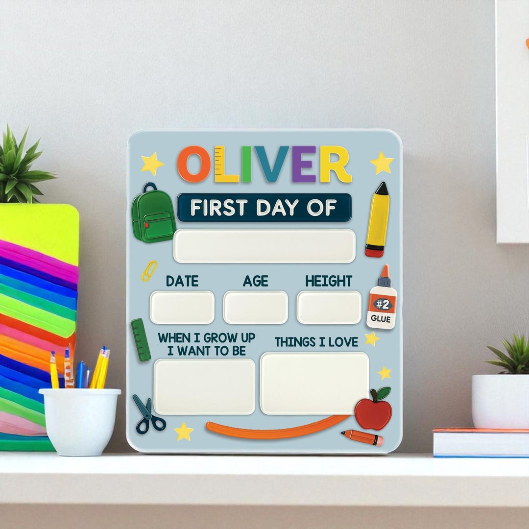 Personalized Acrylic First Day of School Sign – Custom Kids Photo Prop ...