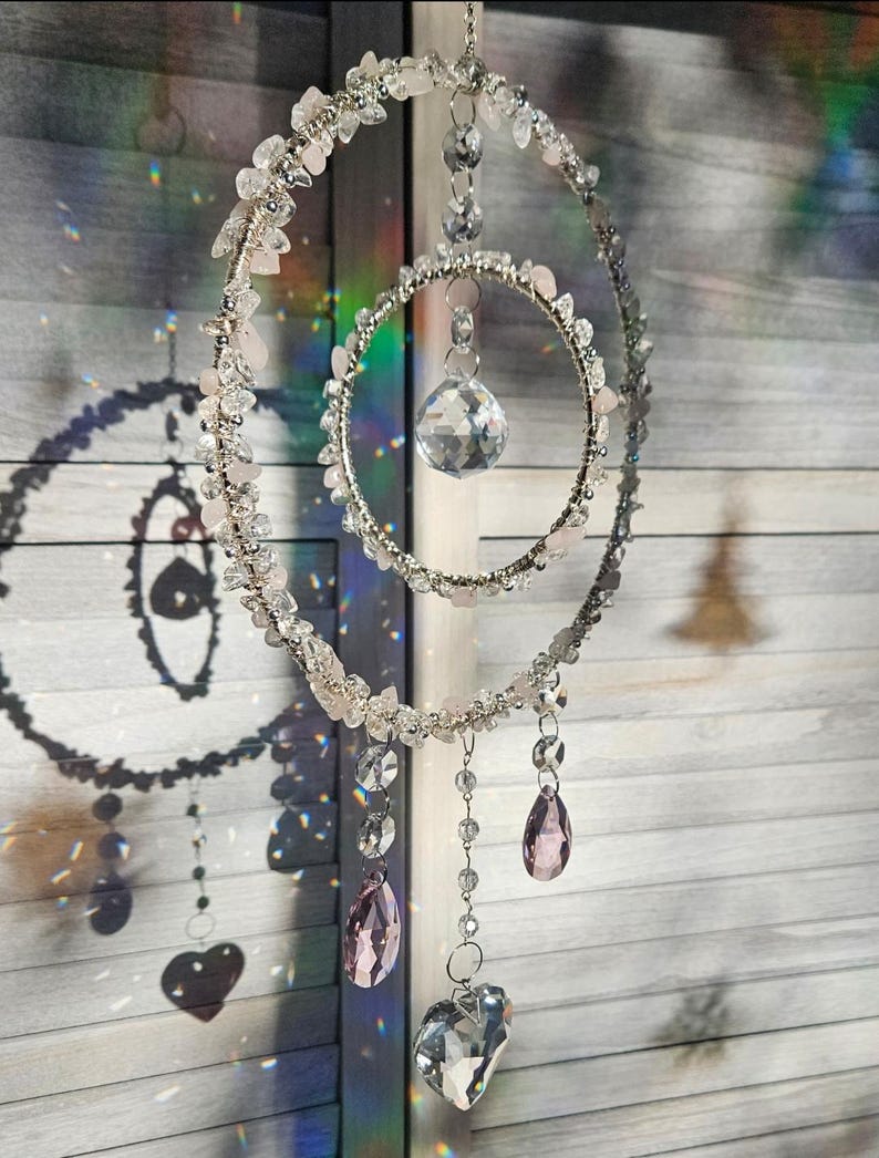Bella - Rose Quartz & Clear Quartz Double Circle Suncatcher - Etsy