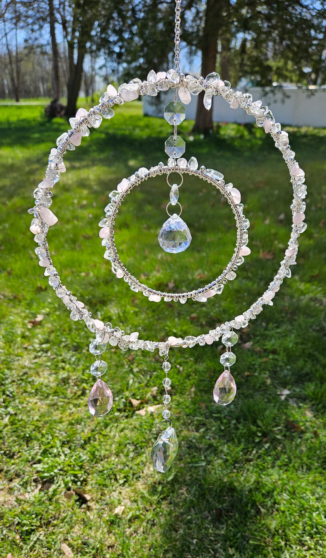 Bella - Rose Quartz & Clear Quartz Double Circle Suncatcher - Etsy