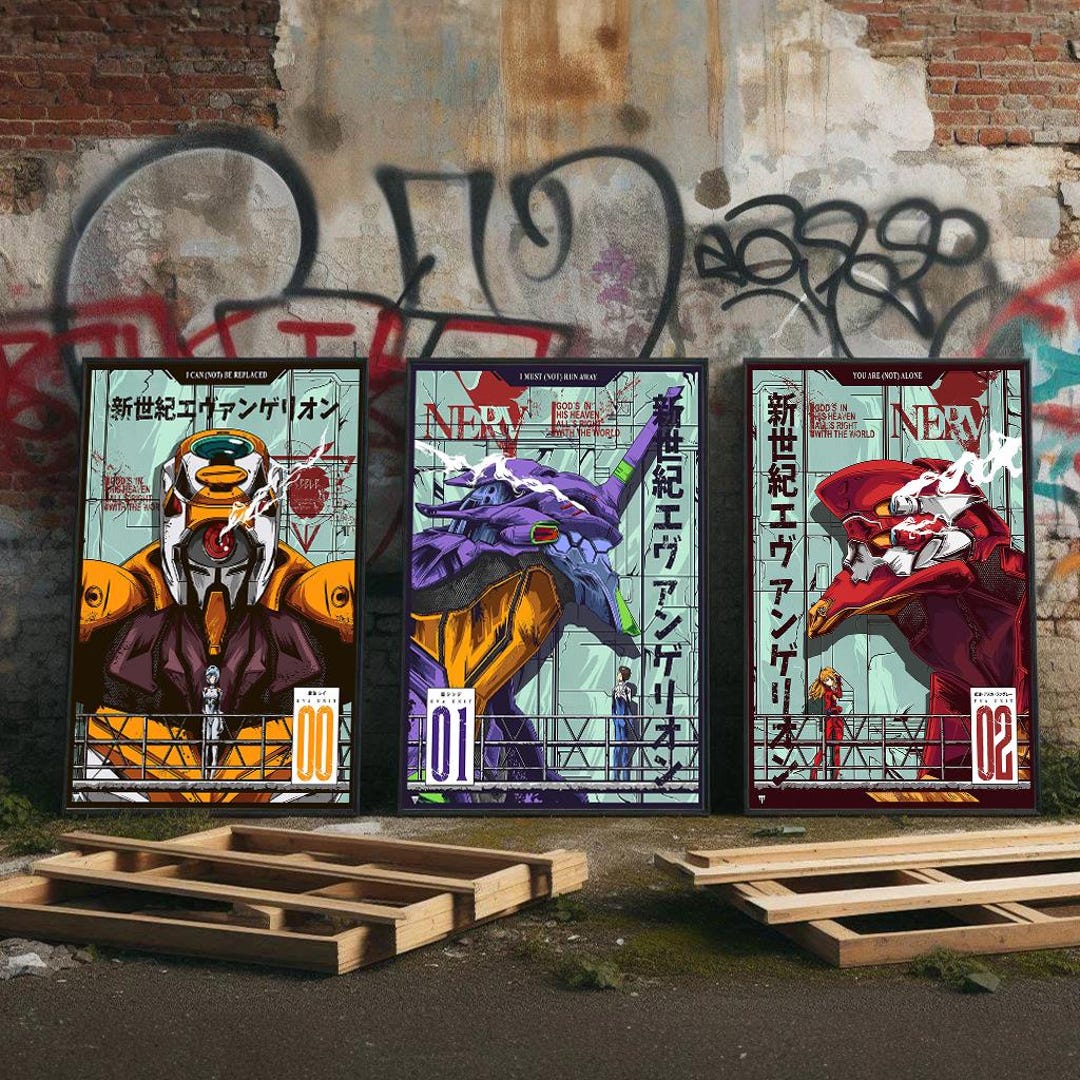 Neon Genesis Evangelion EVA Unit-0/01/02 Poster, Premium Canvas Poster ...