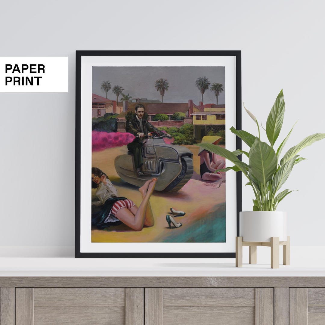Beachy Wall Art, Long Beach Wall Art, Pinup Art Print, Vehicle Poster ...