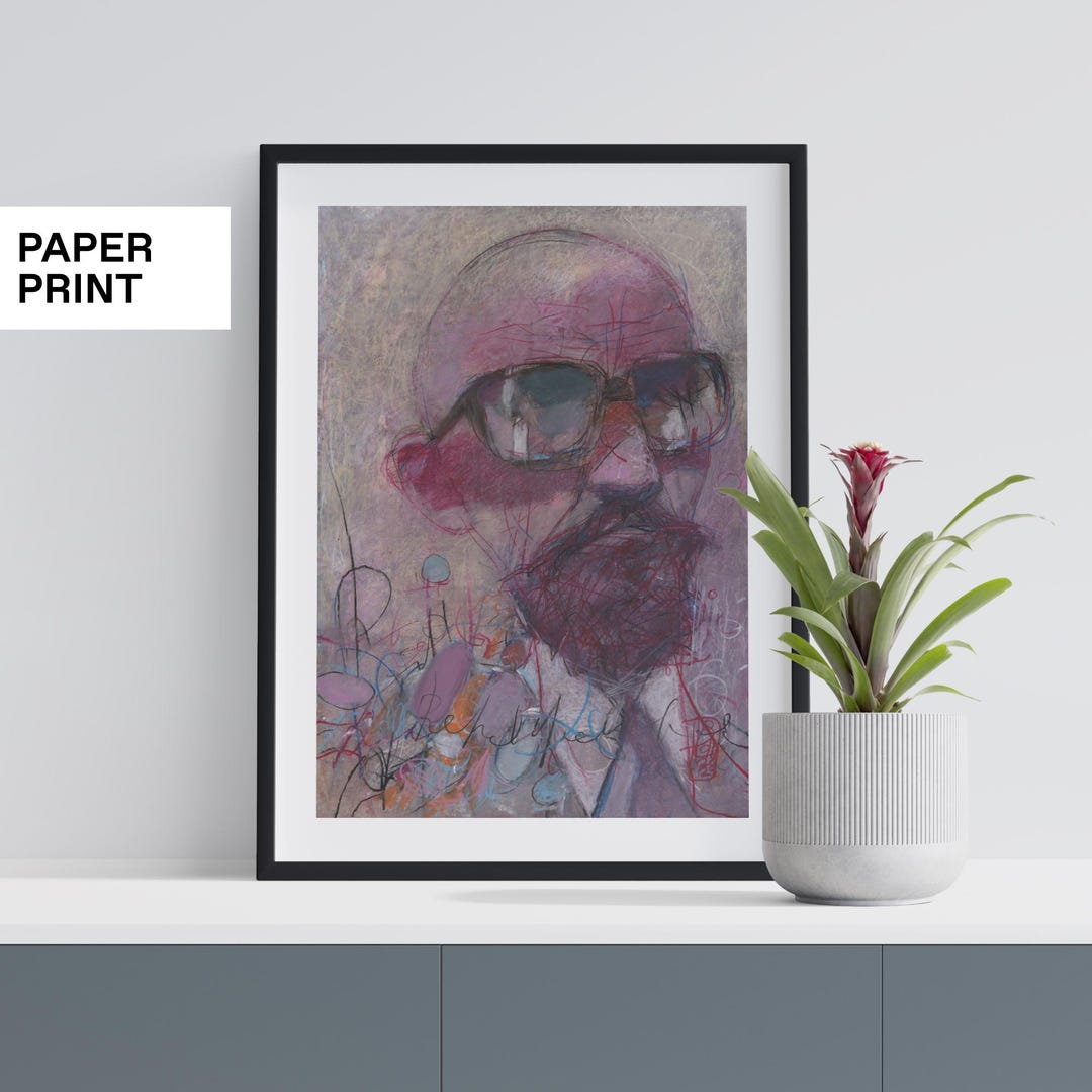 Bearded Man Art, Abstract Urban Decor, Muted Abstract Painting, Fine ...