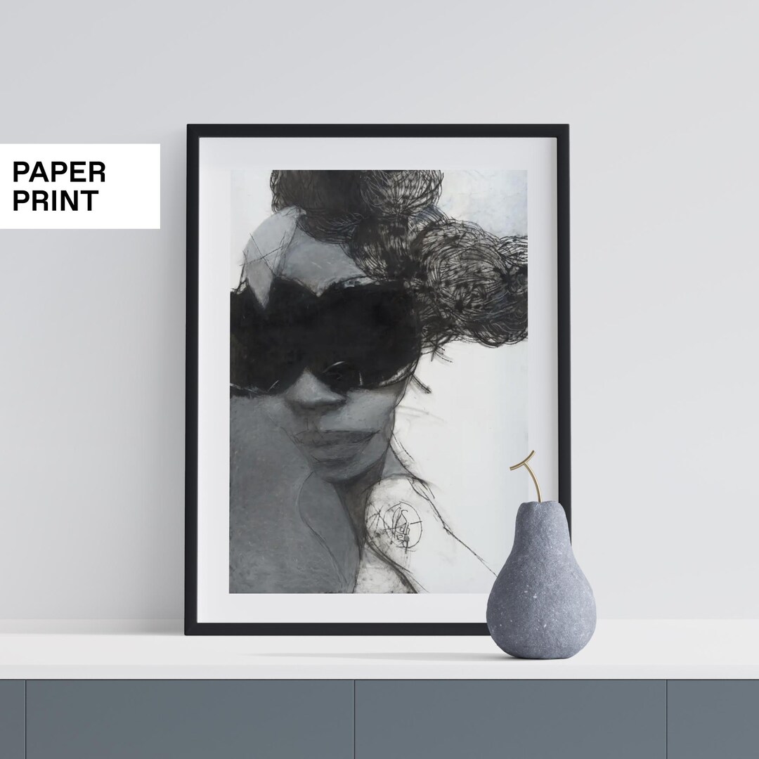 Abstract Strong Woman Portrait, Black Woman in Sunglasses Giclee Print ...