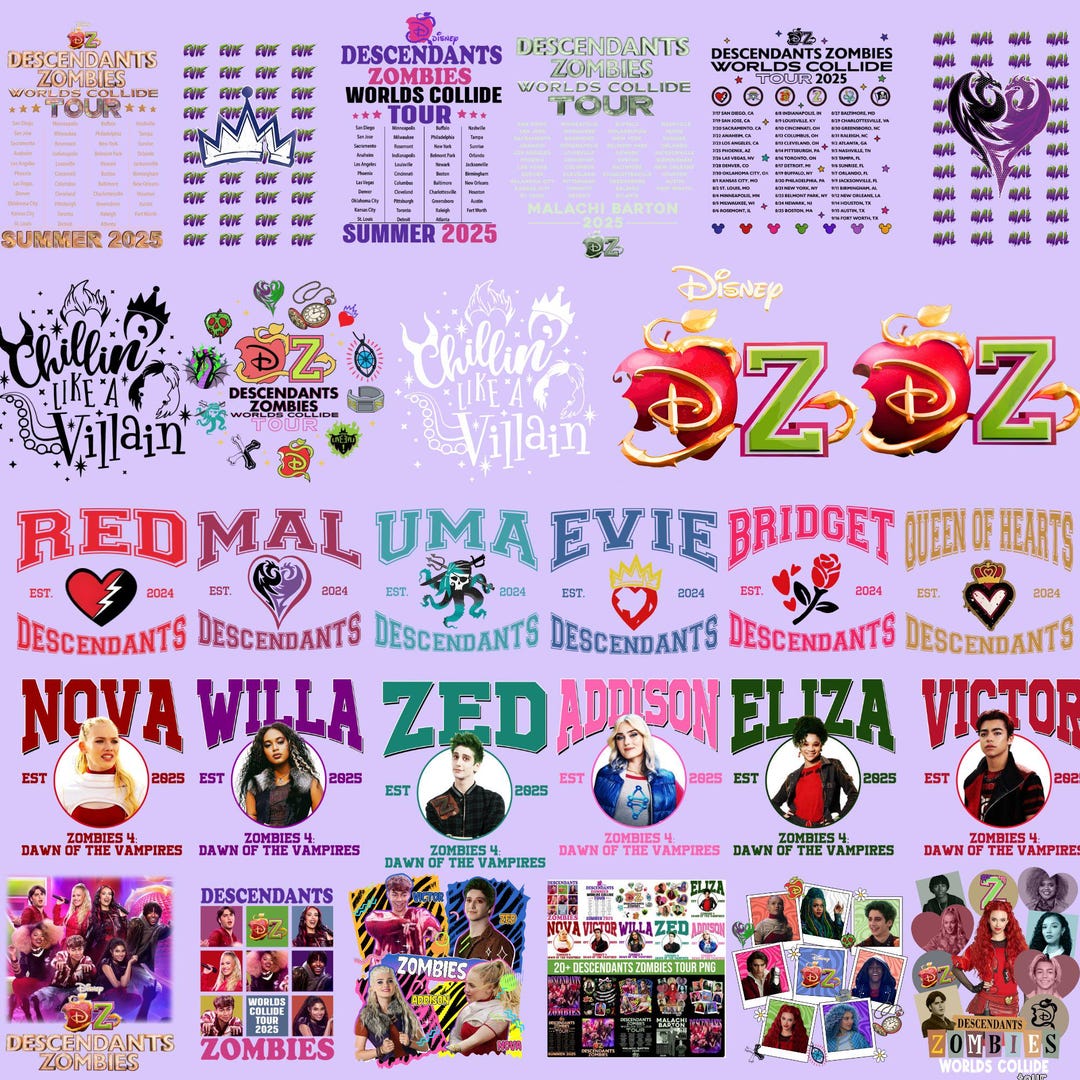 Descendants & Zombies Tour 2025 PNG Sticker Bundle (digital Download ...