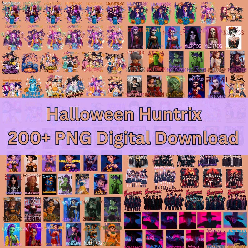 200+ Halloween Huntrix Kpop PNG Bundle – Digital Download for Spooky ...