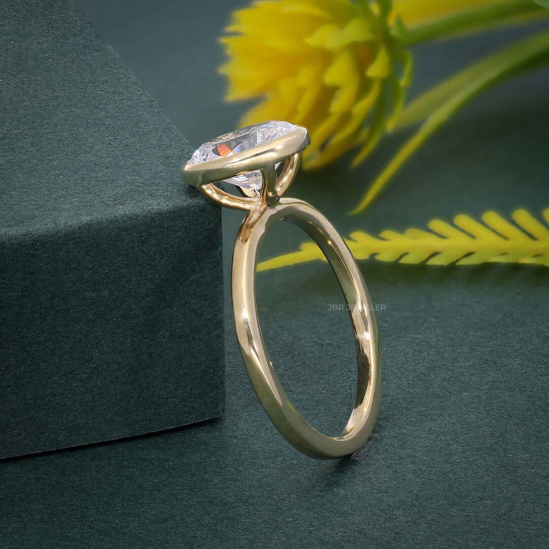 Bezel Set Oval Cut Engagement Ring-igi Certified E-VS1 Lab Grown ...