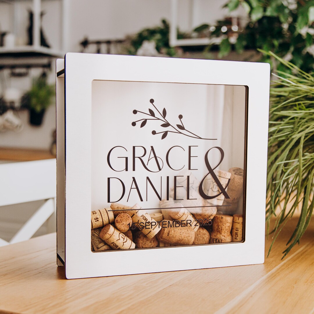 Personalized Wedding Cork Box – Custom Wine Keepsake, Engagement Gift ...