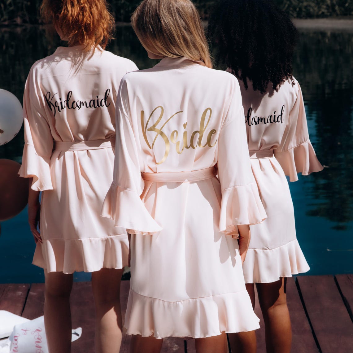 Personalized Satin Bridesmaid Robe Ruffle Bridal Robe Custom Bridesmaid ...
