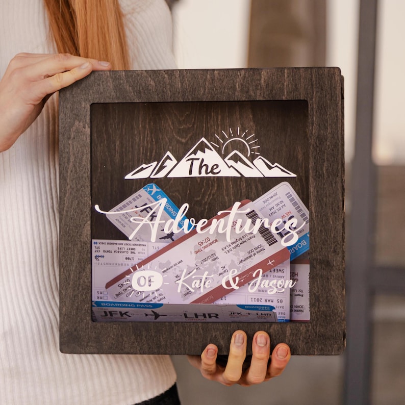 Personalized Travel Ticket Shadow Box: Adventure Keepsake Memory Box - Etsy