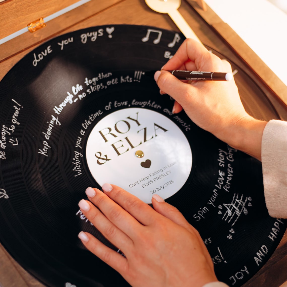 Personalized Vinyl Record Guest Book Set – Rustic Wedding Decor With ...