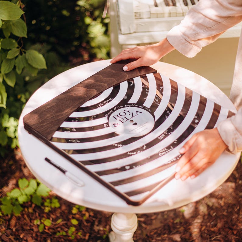 Personalized Vinyl Record Guest Book Set: Rustic Wedding Decor - Etsy