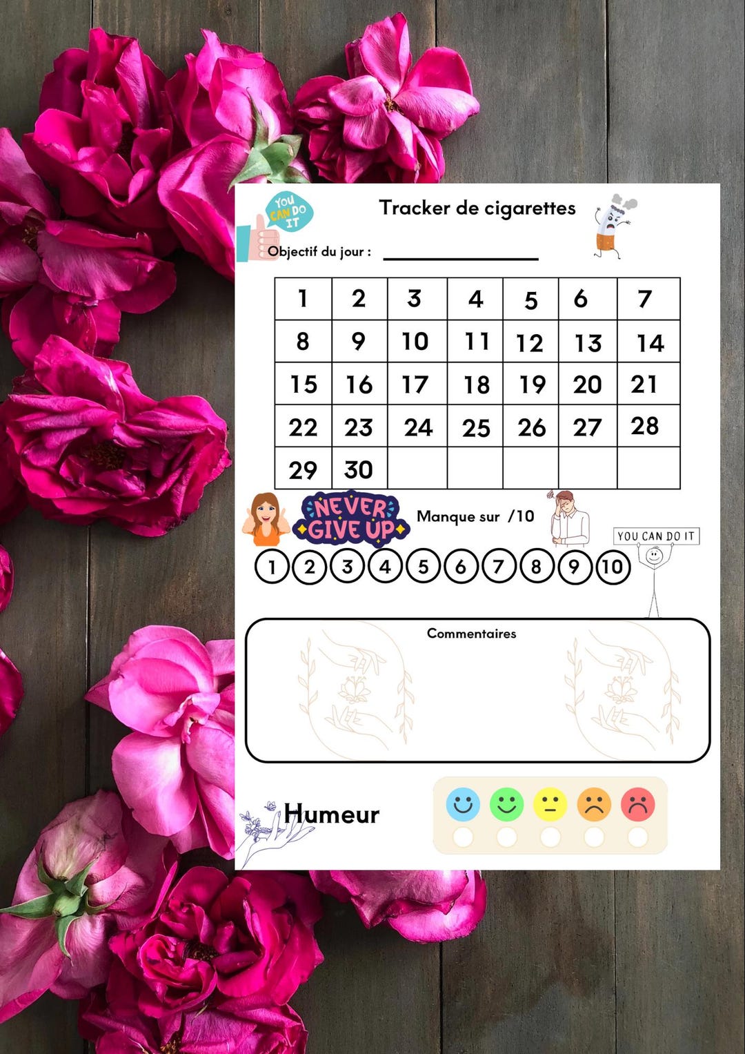Cigarette Tracker | Printable PDF Sheet | Smoking Cessation Tracker ...
