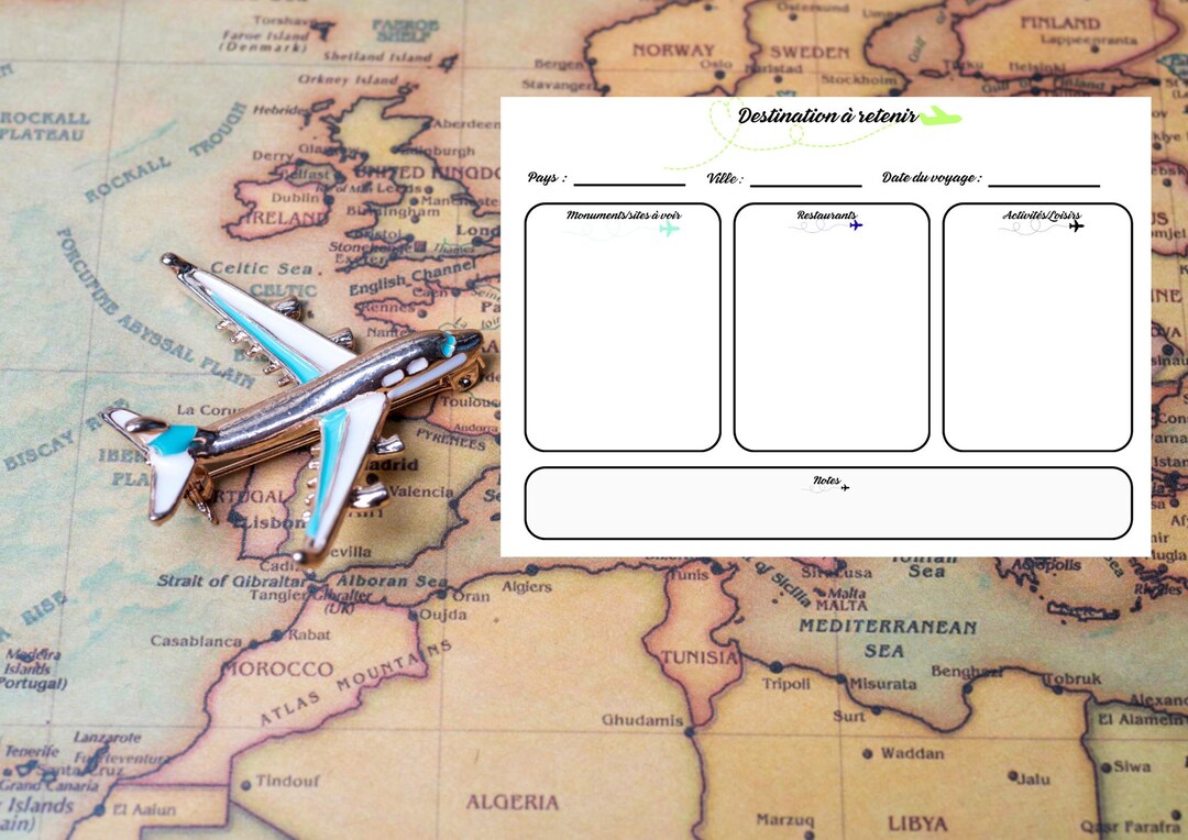 A4 Destination Sheet to Remember, Printable Travel, Vacation ...