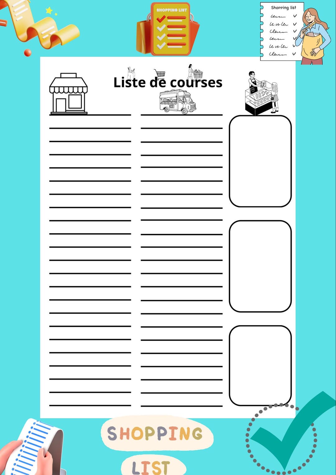 Printable A4 Shopping List / Grocery List Printable / Shopping List ...