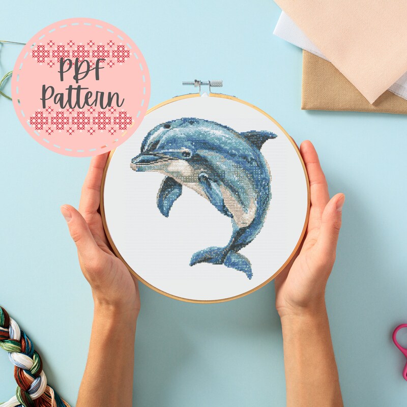Dolphin Cross Stitch - Etsy
