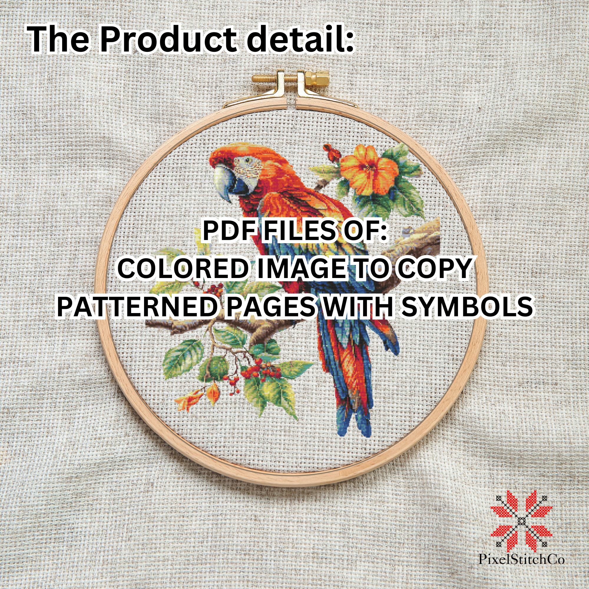 Parrot Cross Stitch Embroidery Pattern, Beginners Hand Cross Stitch ...