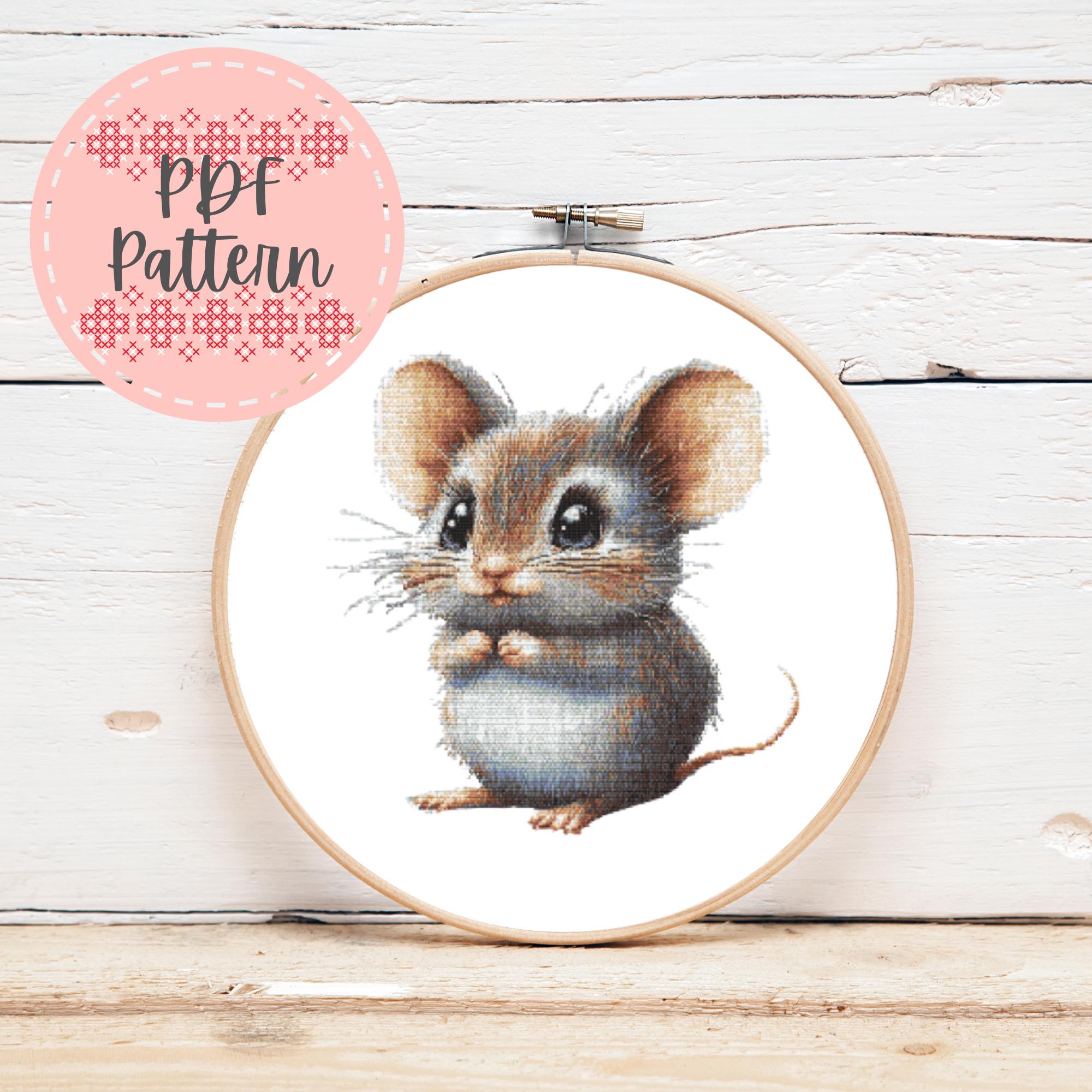 Mouse Cross Stitch Embroidery Pattern, Beginners Hand Cross Stitch ...