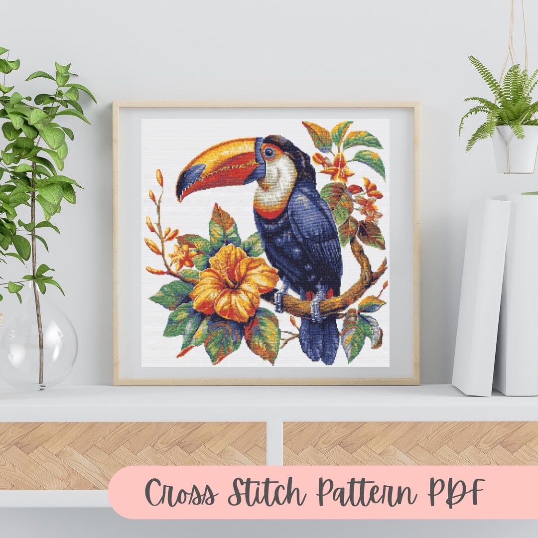 Toucan Cross Stitch Pattern Embroidery, Landscape Cross Stitch Designs ...