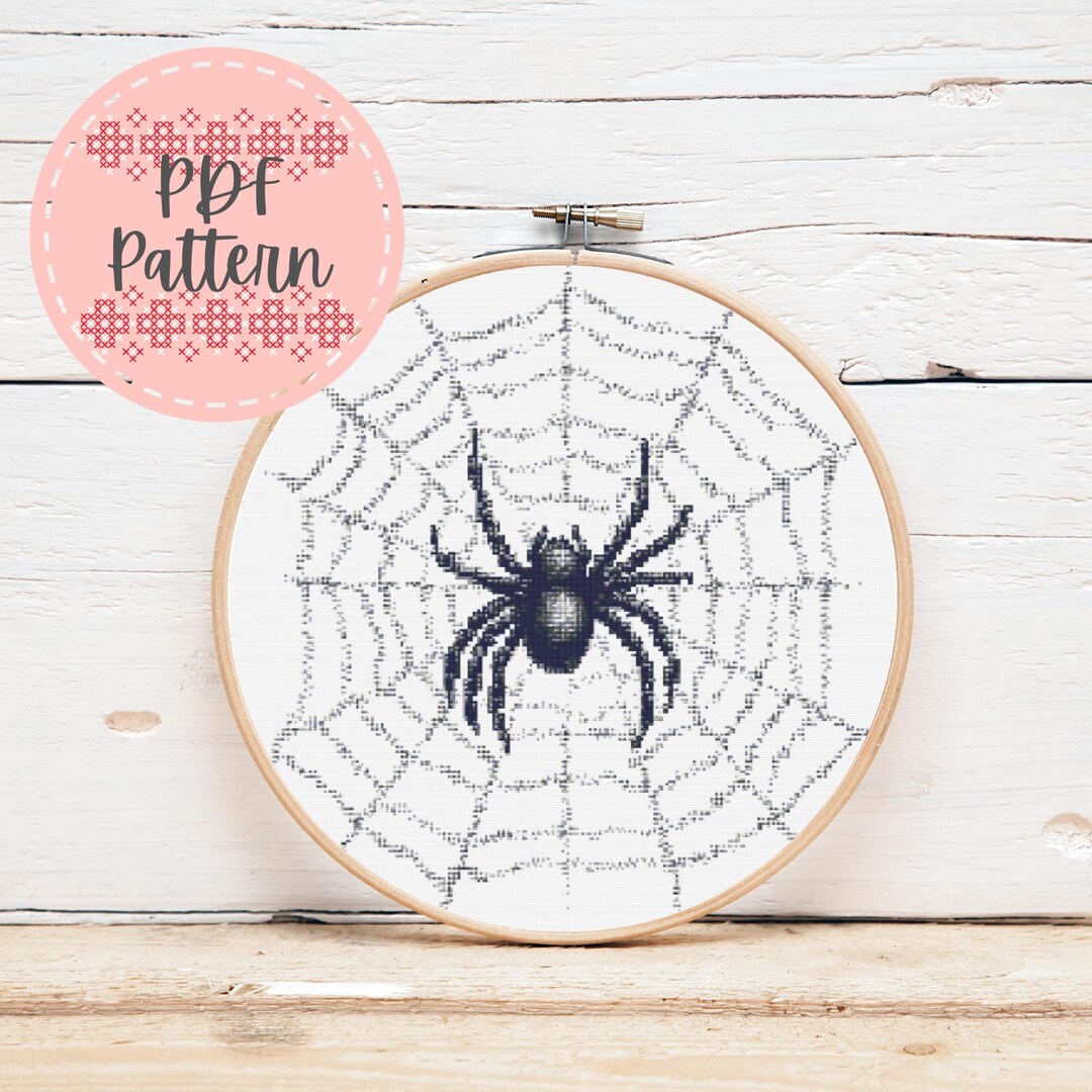 Spider Cobweb Cross Stitch Embroidery Pattern, Beginners Hand Cross ...