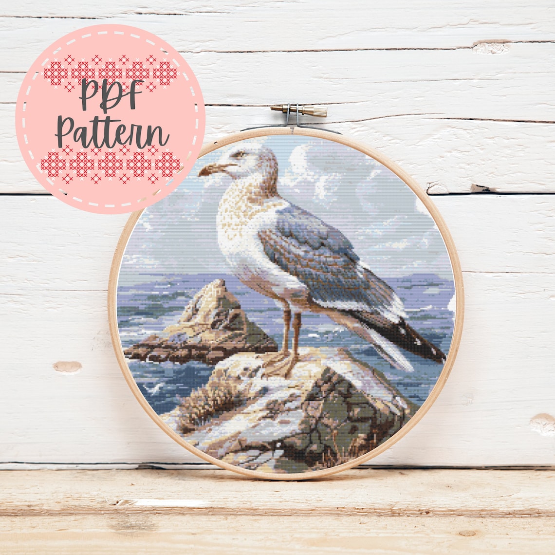 Seagull Cross Stitch Embroidery Pattern, Beginners Hand Cross Stitch ...