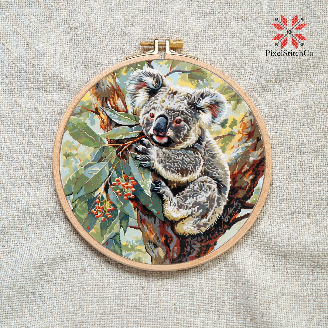 Koala Cross Stitch Embroidery Pattern, Beginners Hand Cross Stitch ...