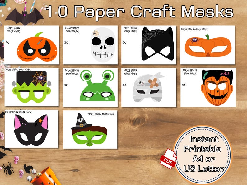 Halloween Party Bundle 50 Unique Printable Bingo Cards, Kids Crafts ...