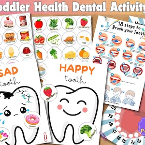 Teeth Toddler Busy Book Dental Care Activities for Kids Healthy Vs ...