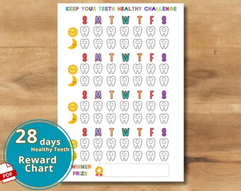 Kids Teeth Brushing Challenge Tracker: Printable Reward Chart (digital ...