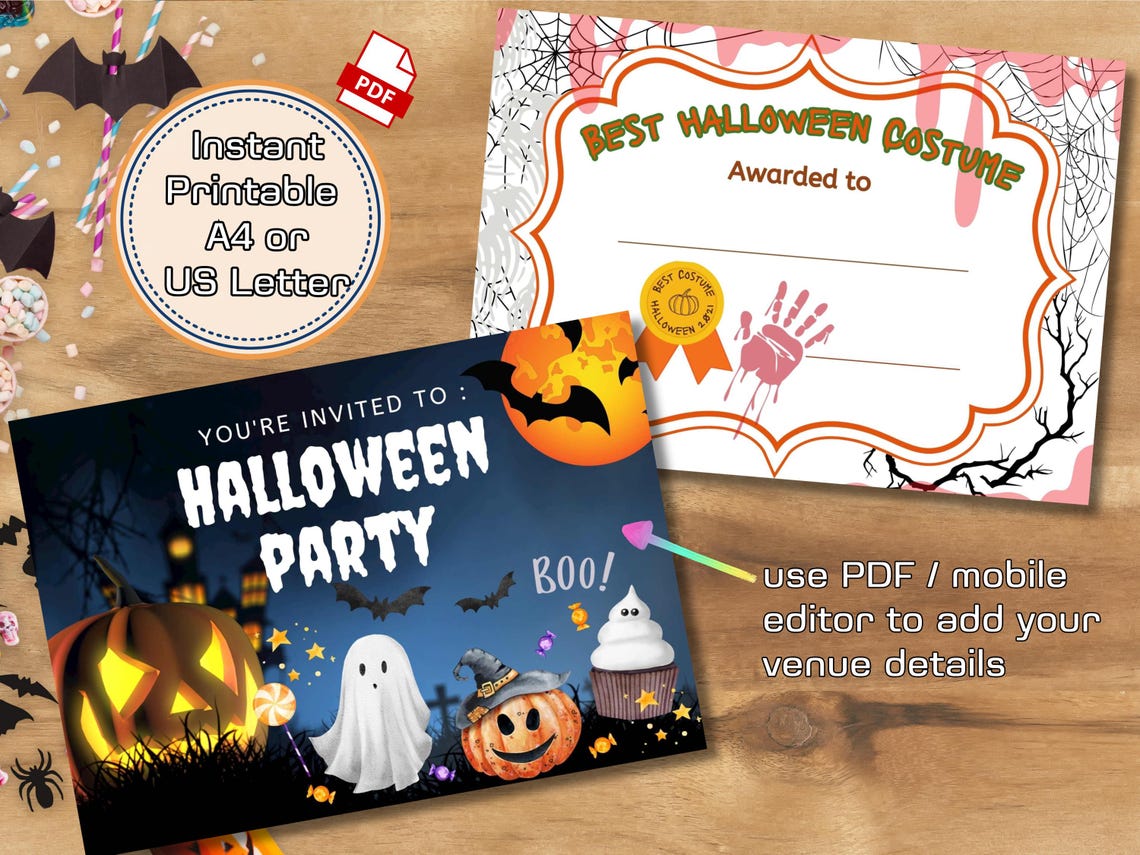 Halloween Party Bundle 50 Unique Printable Bingo Cards, Kids Crafts ...