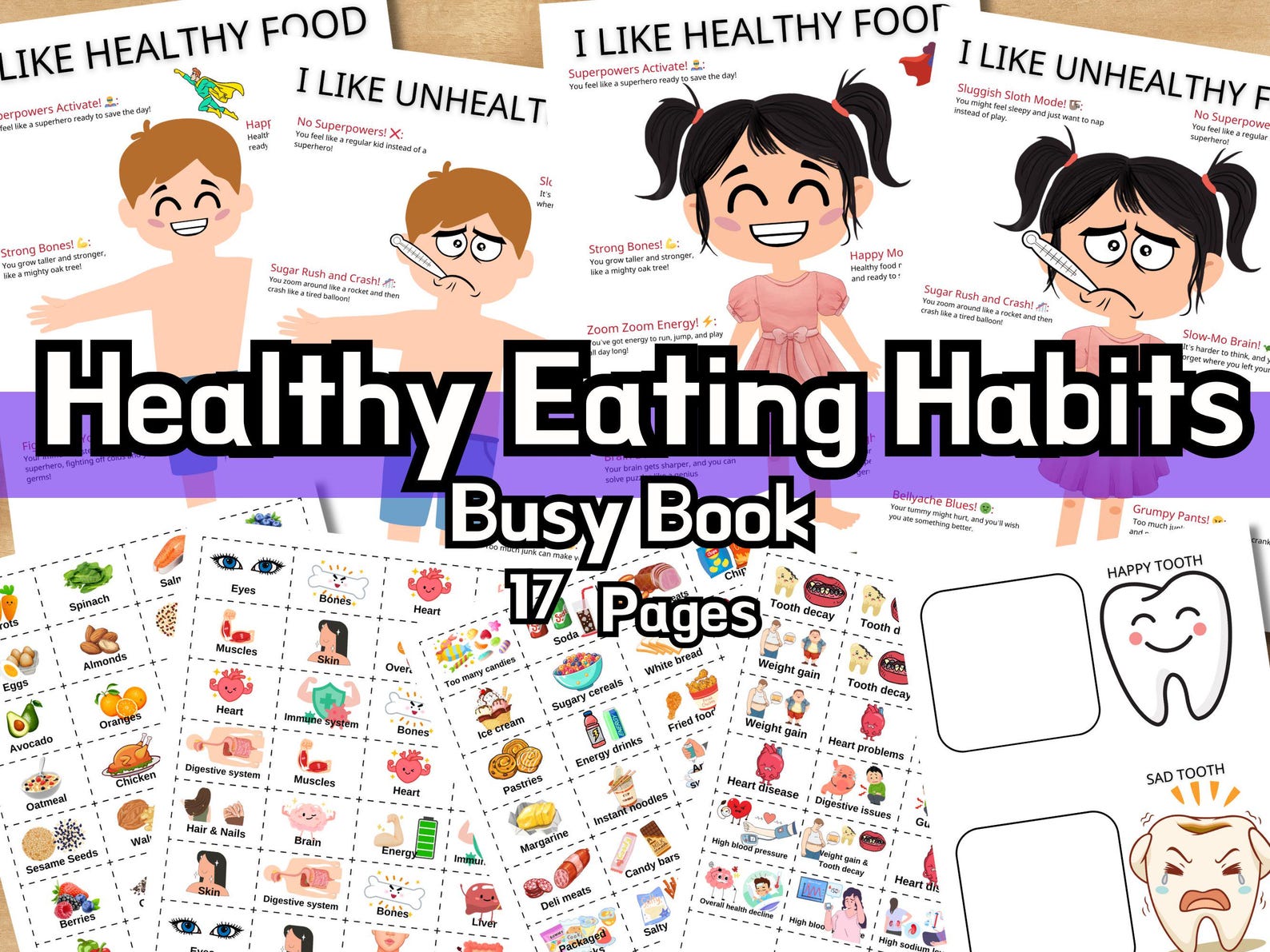 Healthy Eating Activity Sheets: Nutrition Lesson Printable (PDF) - Etsy