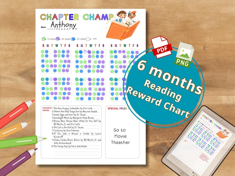 Kids Reading Tracker: 6-month Goal Chart (digital Download) - Etsy