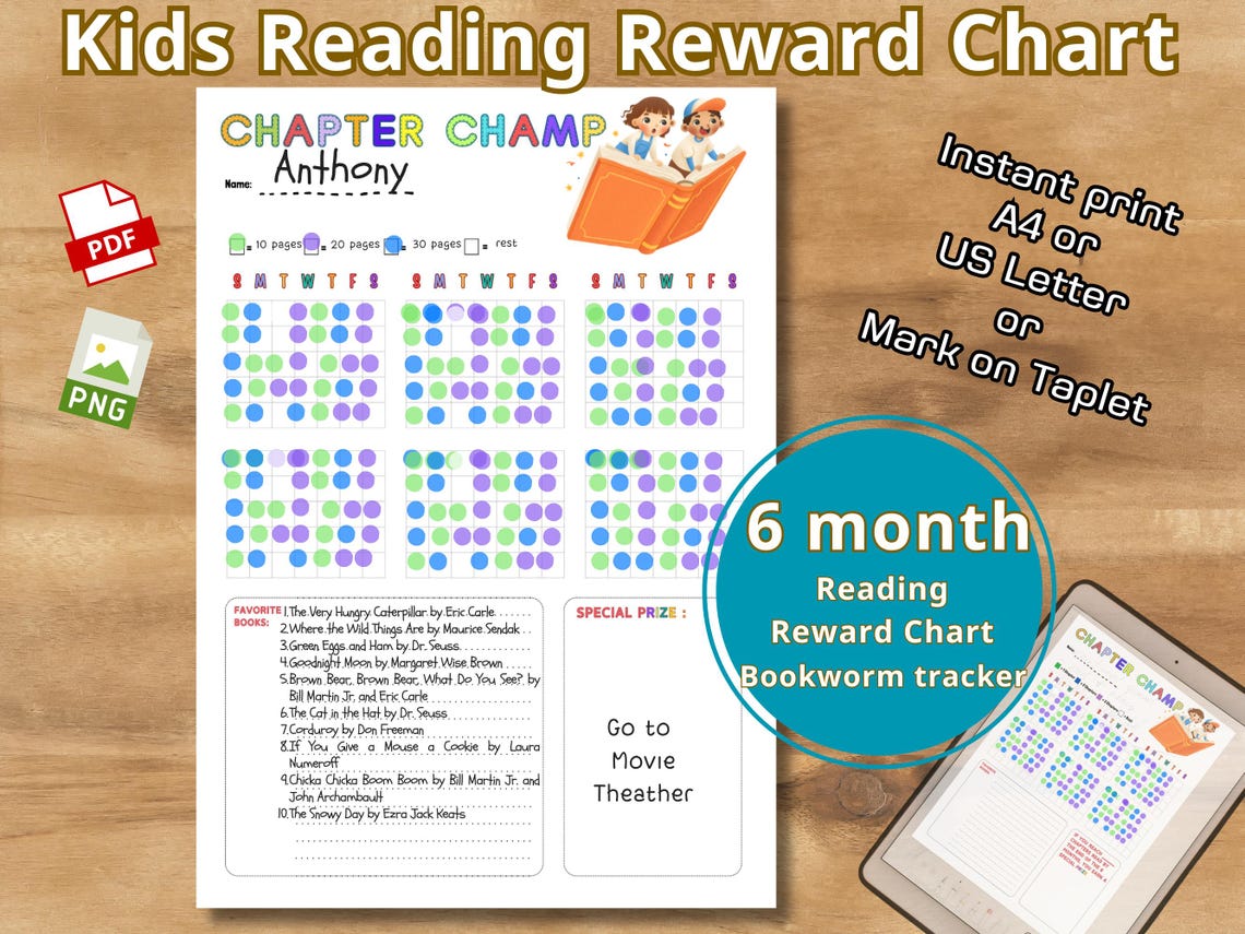 Kids Reading Tracker: 6-month Goal Chart (digital Download) - Etsy