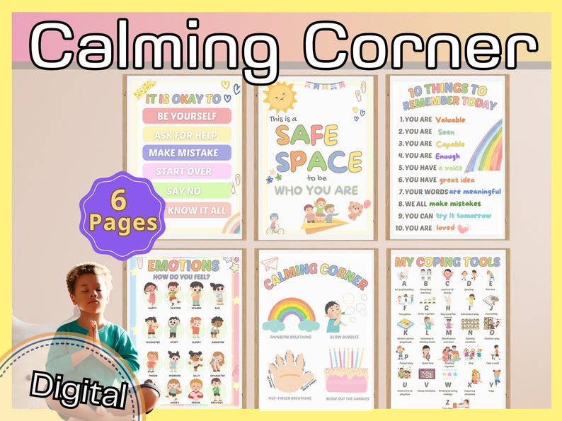 Calming Corner Poster: Kids Mental Health, Coping Tools (PDF) - Etsy