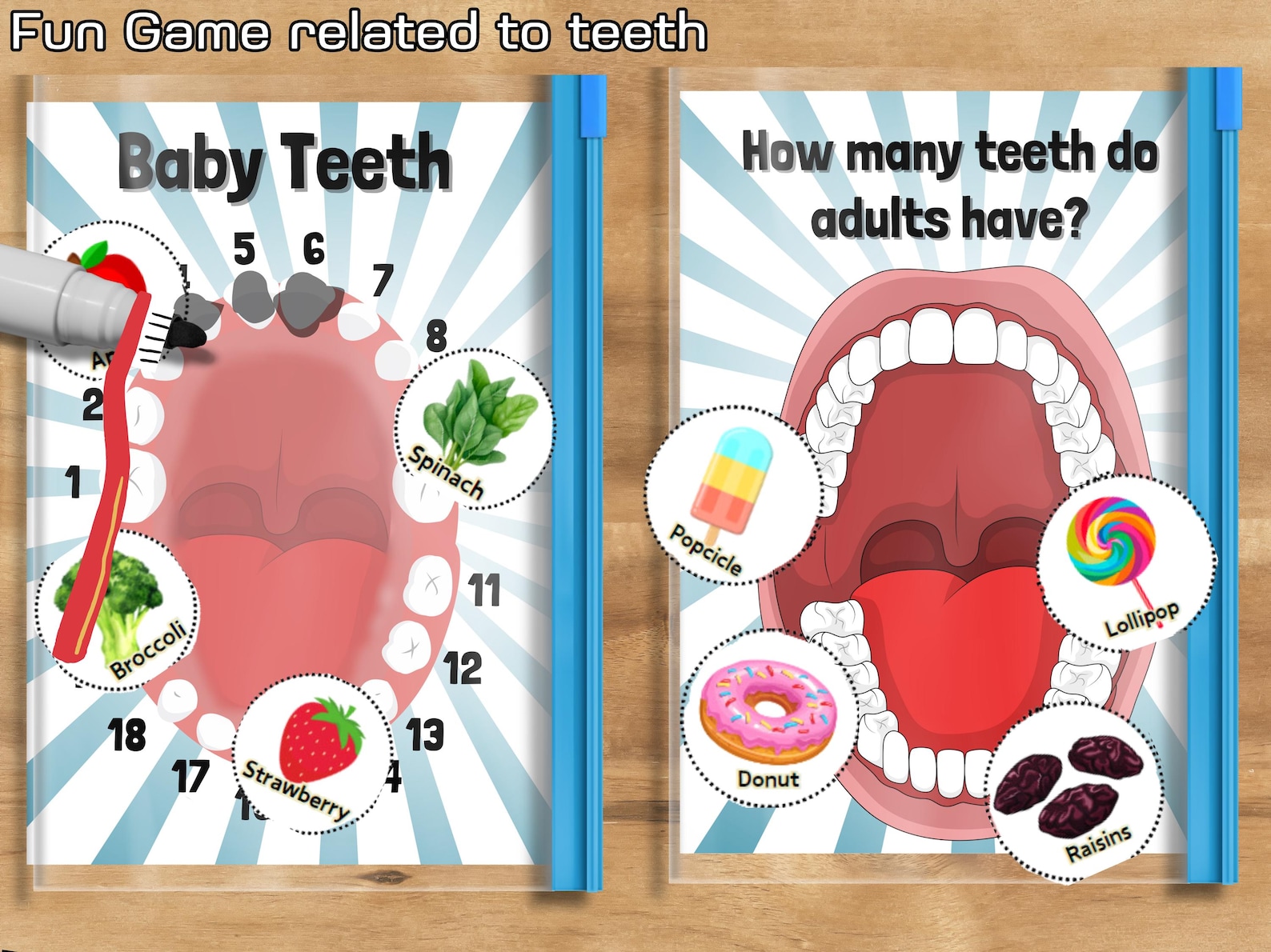 Teeth Toddler Busy Book Dental Care Activities for Kids Healthy Vs ...