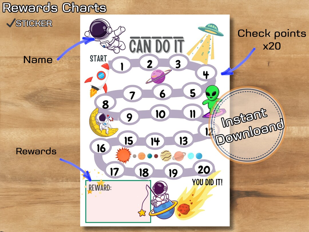 Astronaut Reward Chart: Space Theme Behavior Tracker (digital Download ...