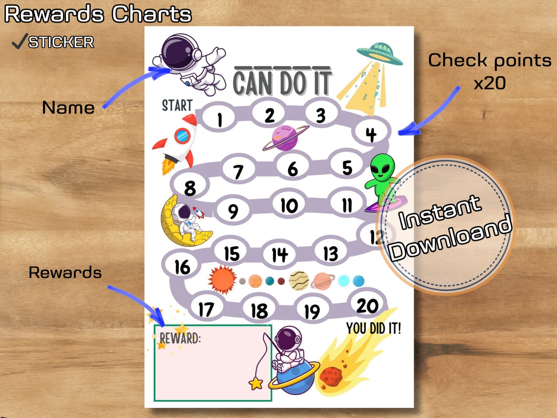 Astronaut Reward Chart: Space Theme Behavior Tracker (digital Download ...