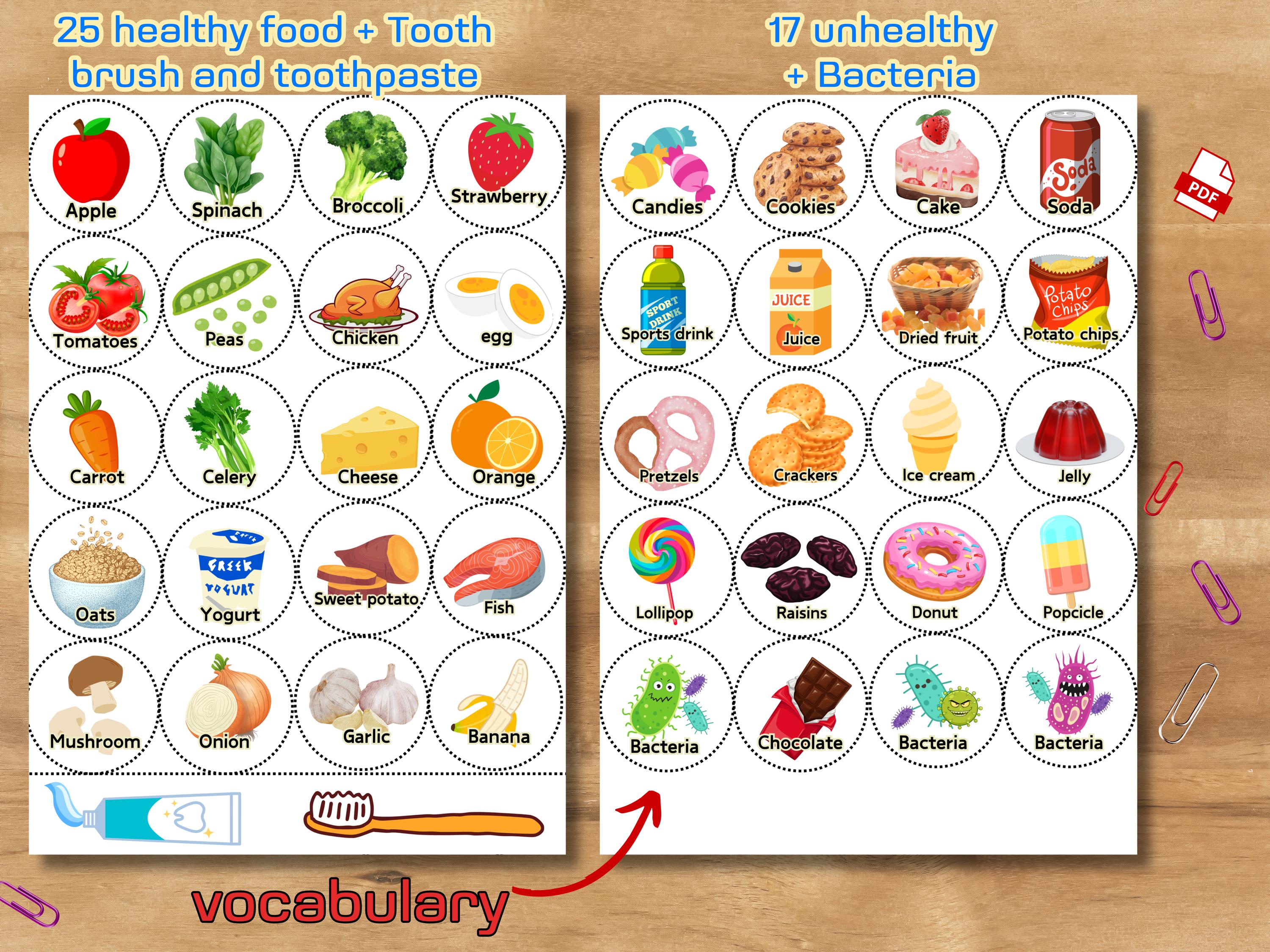 Teeth Toddler Busy Book Dental Care Activities for Kids Healthy Vs ...