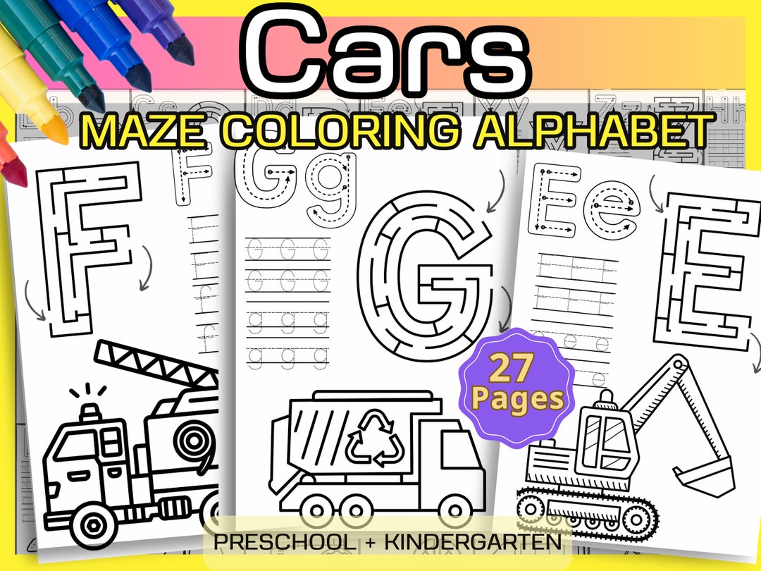 Alphabet Cars Worksheets for Preschoolers Coloring Pages Mazes Writing ...