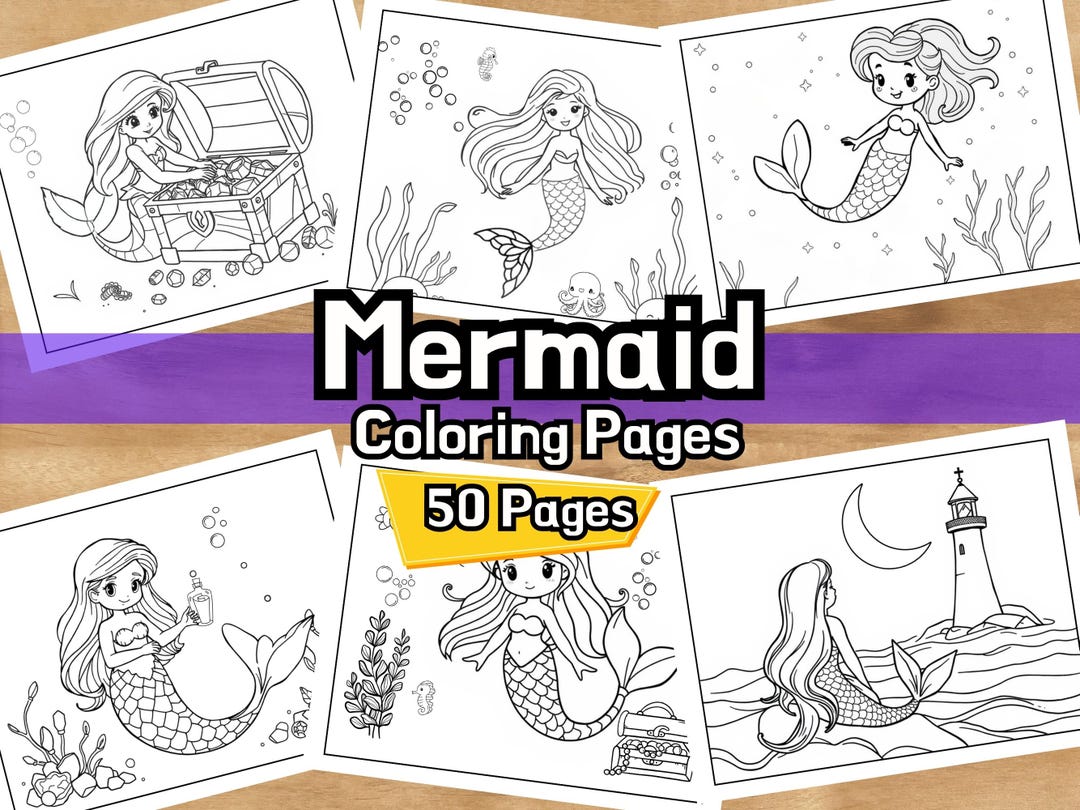 Mermaid Coloring Pages for Kids Printable Mermaid Activity Pages Large ...