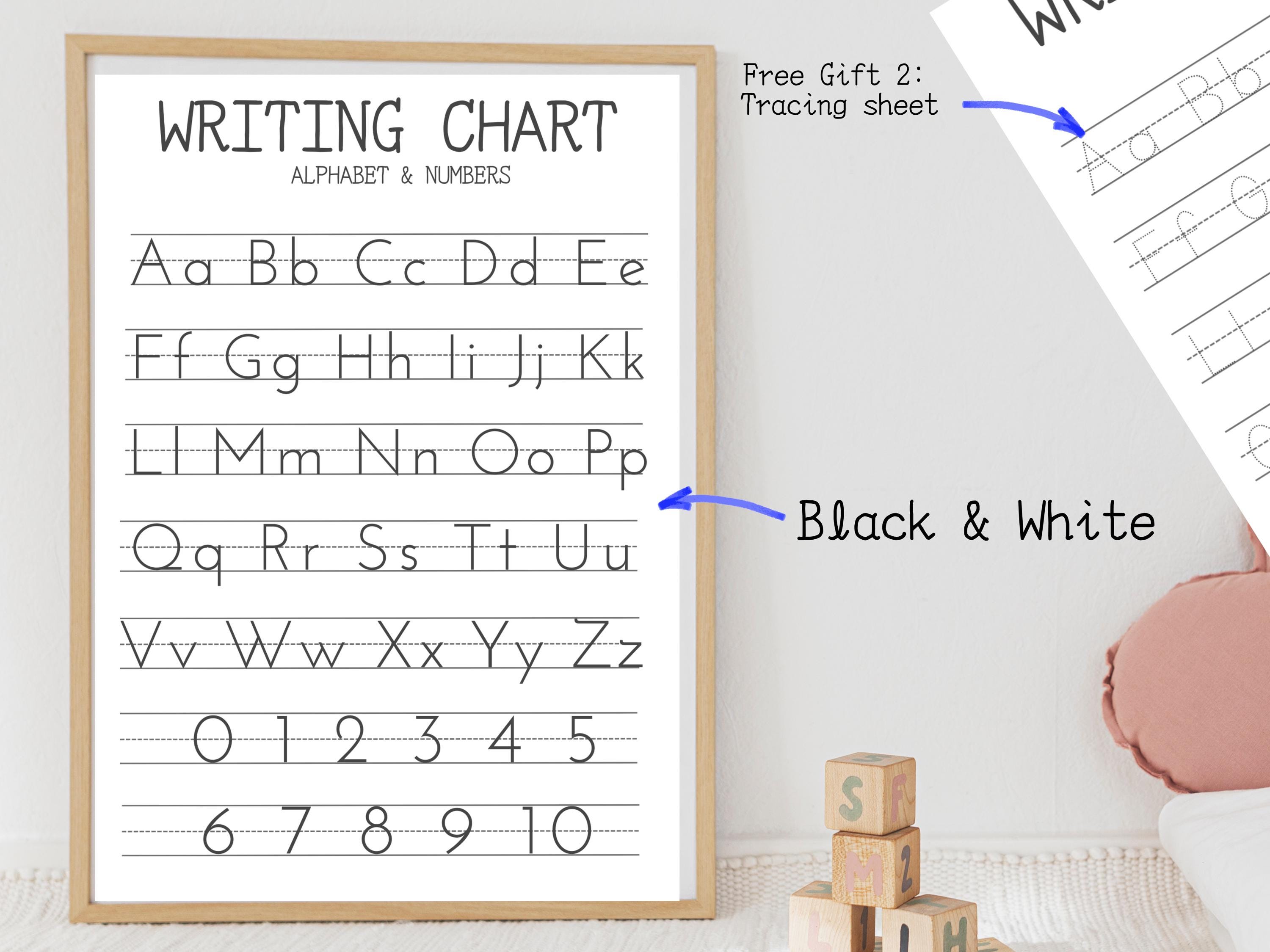 Alphabet Writing Chart Posters A to Z Animals Theme Printable Cursive ...