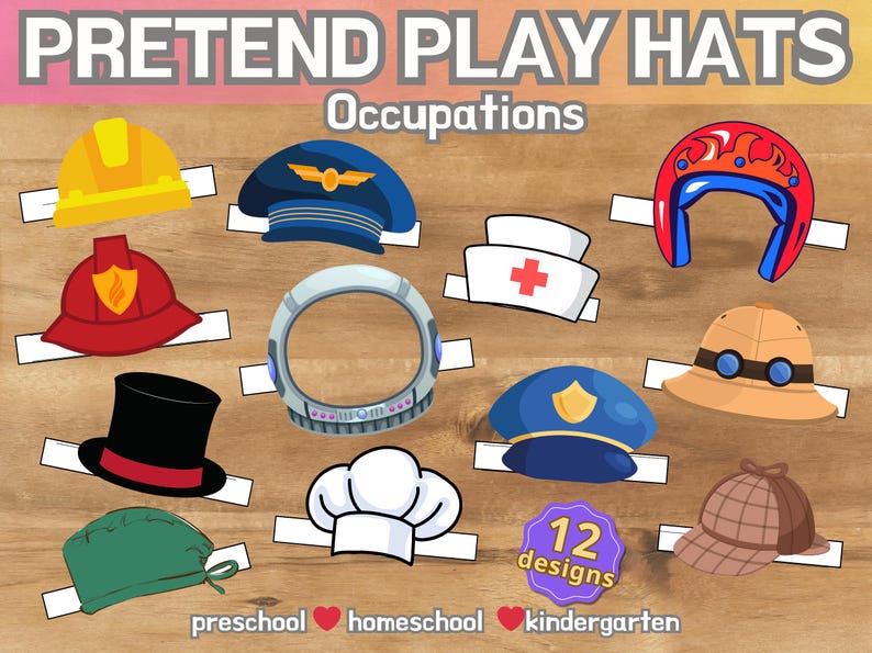 Printable Dress-up Hats: Community Helpers Pretend Play With Staff ...