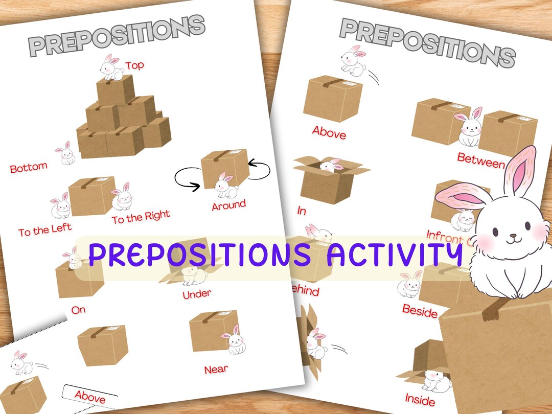 Rabbit Prepositions Chart: Kids Learning Game, Homeschool Activity ...