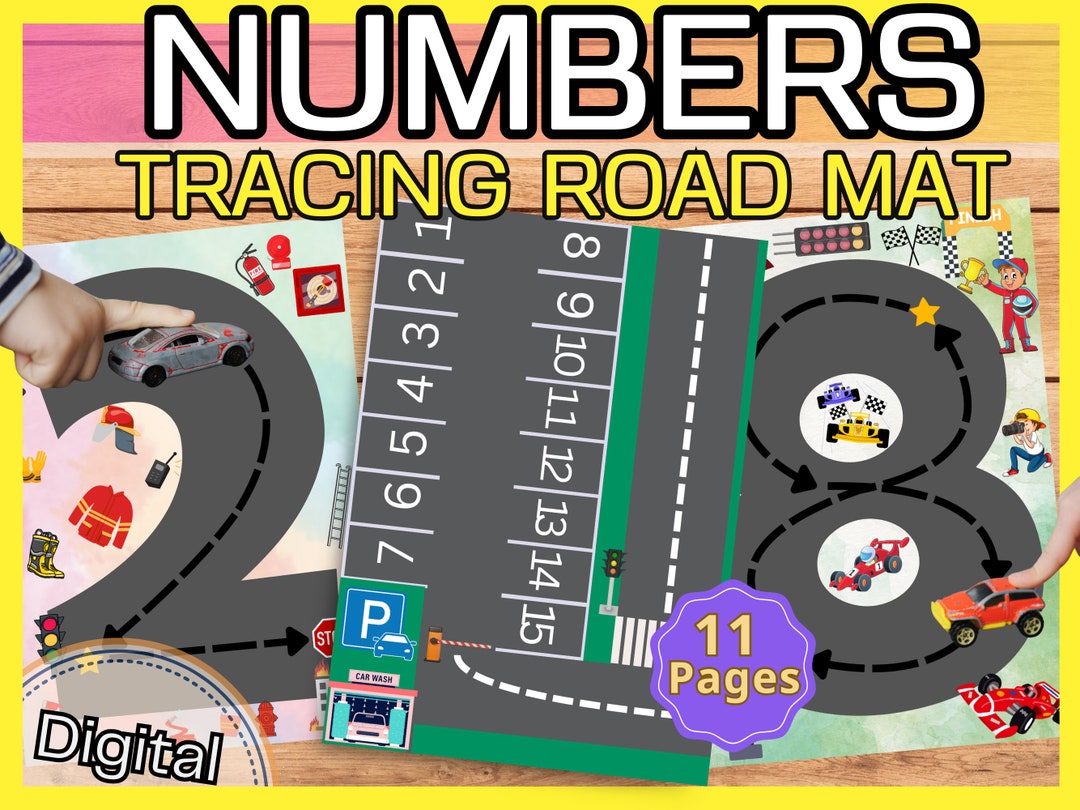 Number Tracing Road Map: Vehicle Themes - Preschool Learning (digital ...