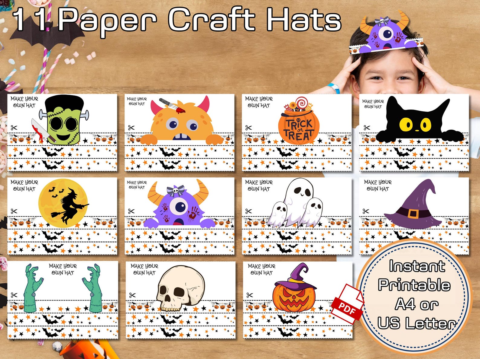 Halloween Party Bundle 50 Unique Printable Bingo Cards, Kids Crafts ...