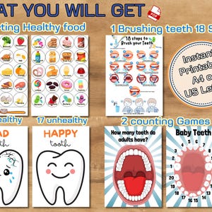 Dental Care Busy Book: Toddler Teeth Brushing & Food Sorting (PDF) - Etsy