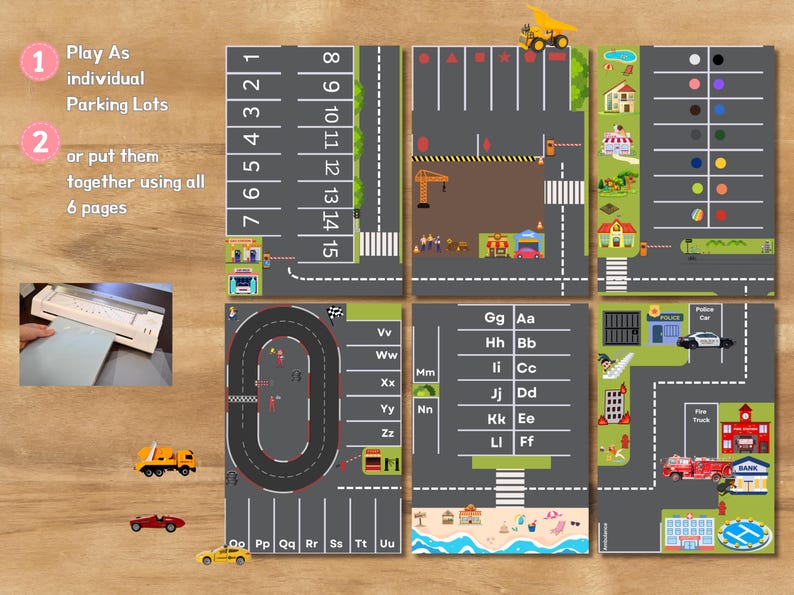 Printable Car Parking Lot Play Mat Learn Numbers, Shapes, Colors ...