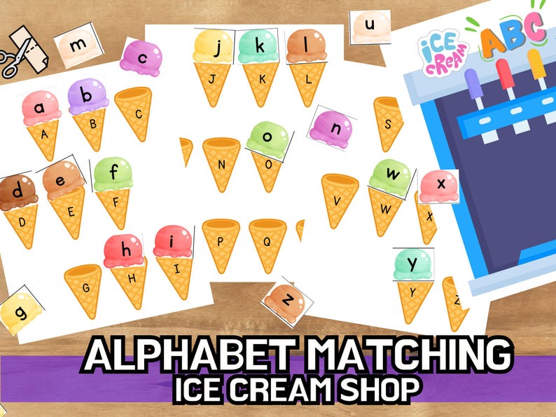 Ice Cream Alphabet Matching Game: Montessori Learning Printable (PDF ...
