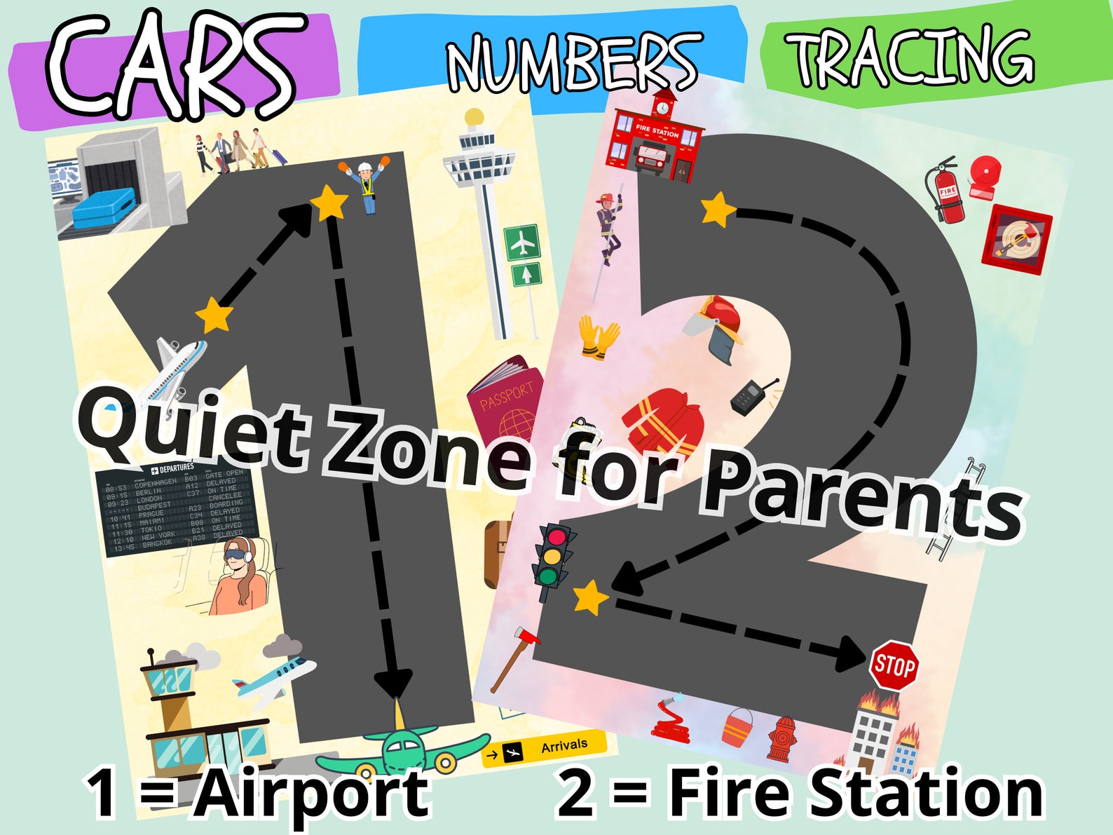 Number Tracing Road Map: Vehicle Themes - Preschool Learning (digital ...