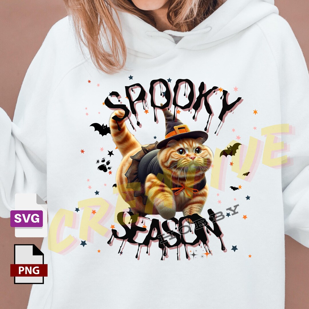 Funny Halloween Cat Clipart Cute Pumpkin Cat PNG Spooky Ghost Cat SVG ...