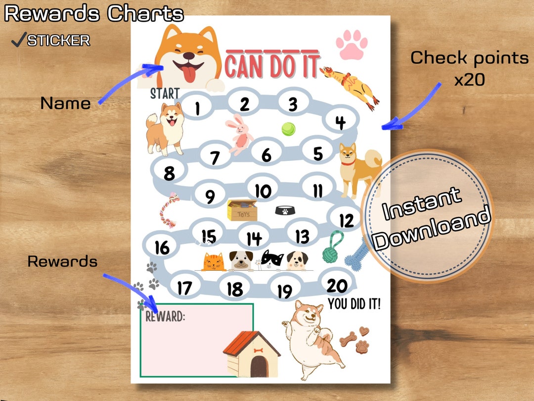 Adorable Dog Reward Chart: Customizable Behavior Tracker for Kids ...